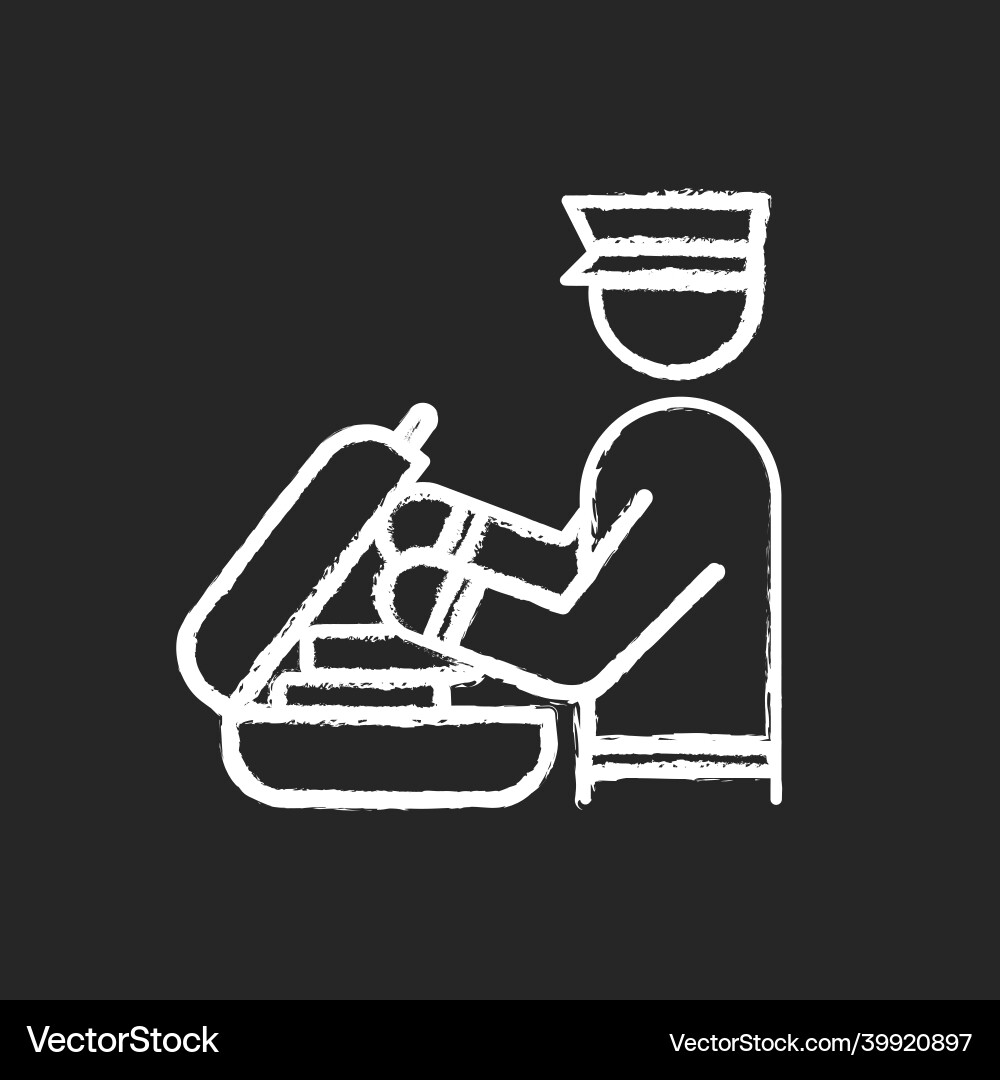 Security check luggage chalk white icon on black Vector Image