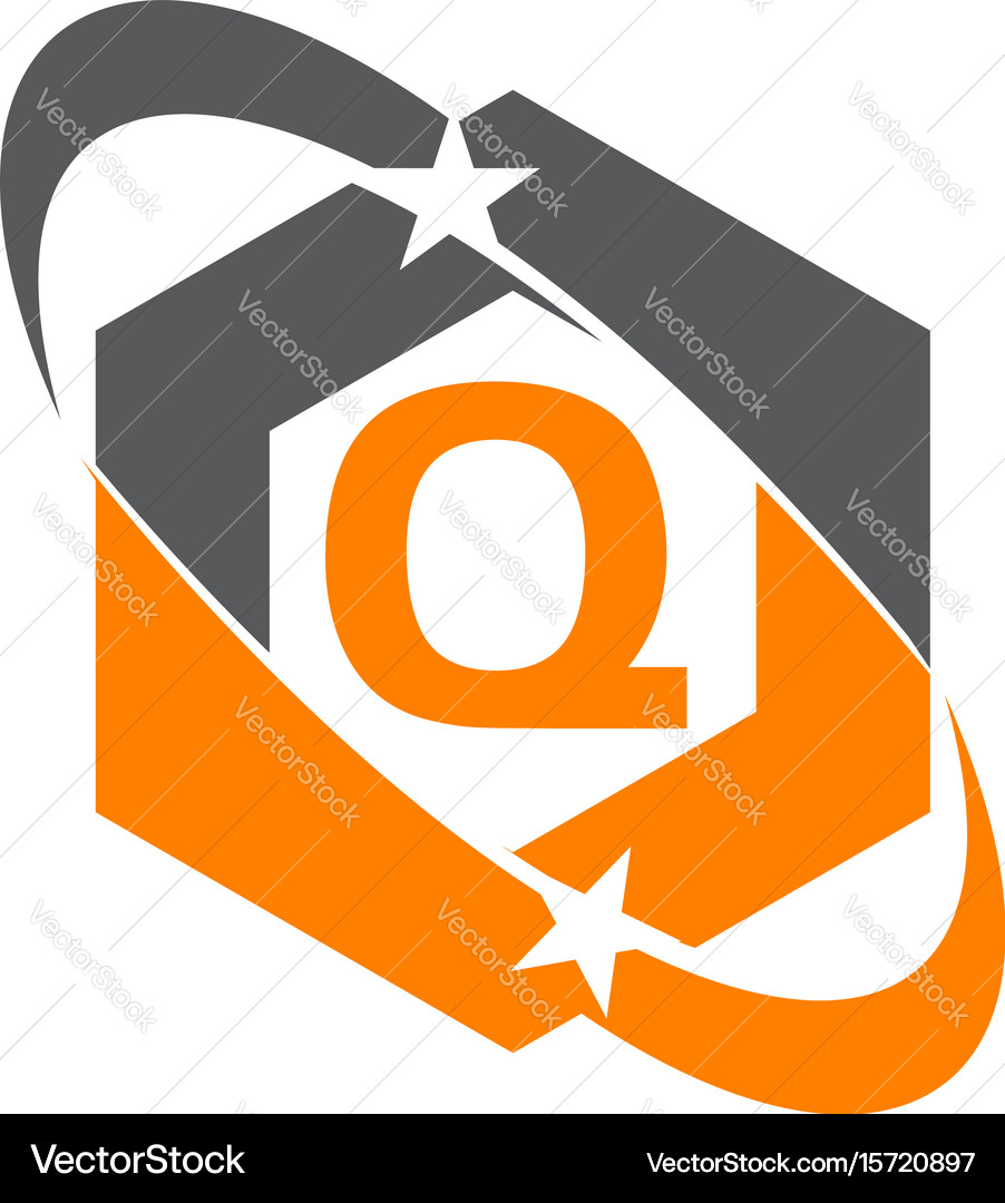 Star swoosh letter q Royalty Free Vector Image