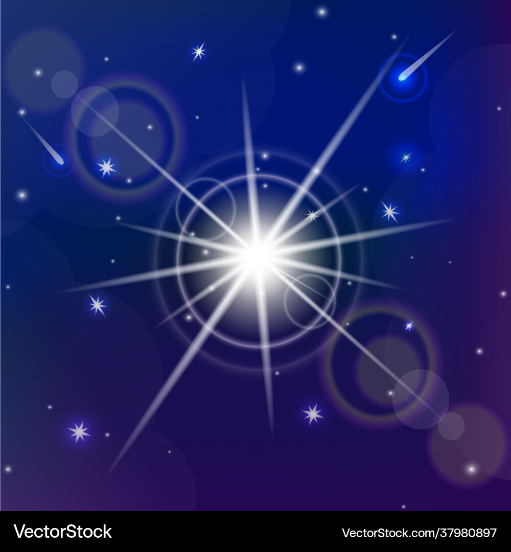 Sun bokeh blue space starry sky icon abstract Vector Image