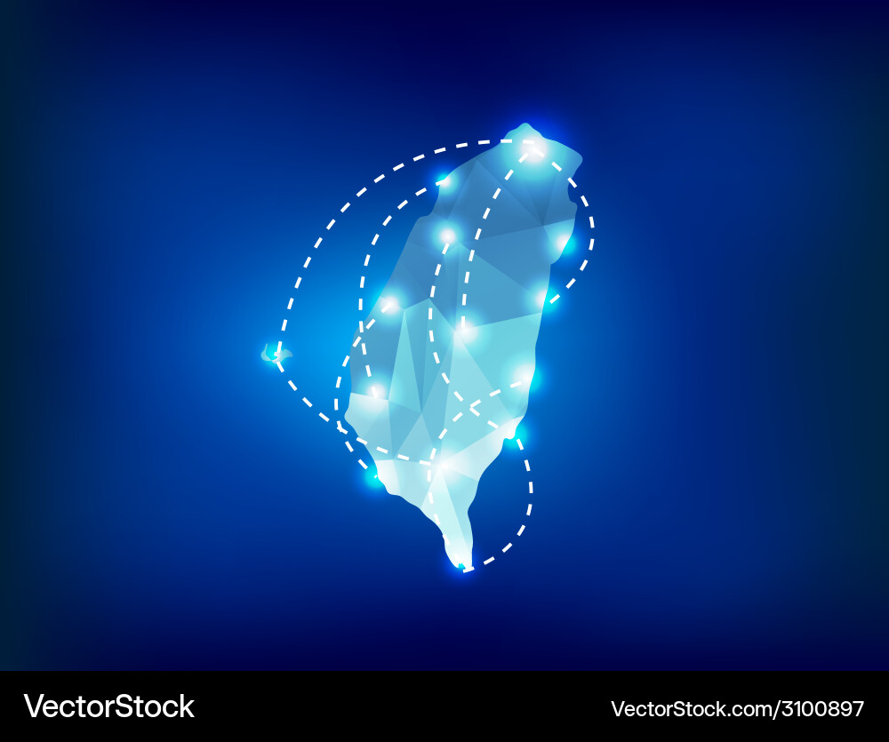 Taiwan country map polygonal with spot lights Vector Image