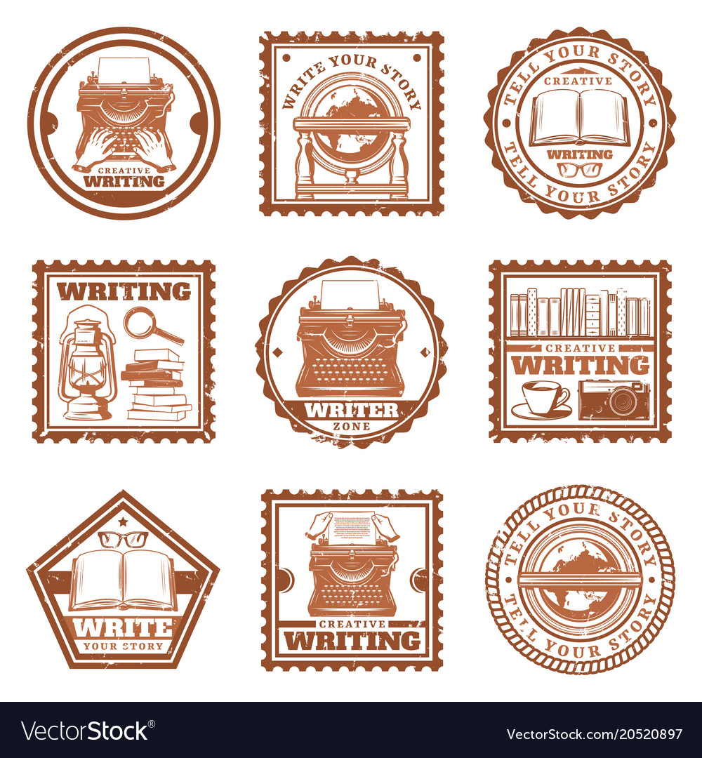 Vintage writing stamps set Royalty Free Vector Image