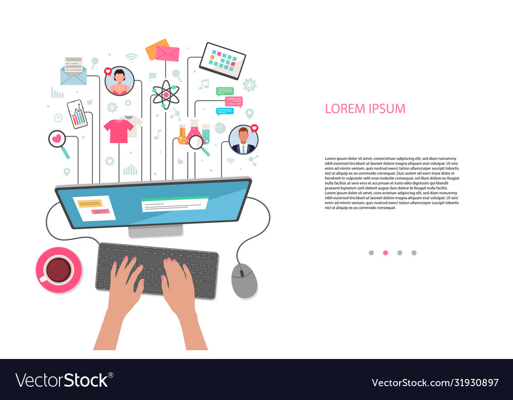 Work on computer Royalty Free Vector Image - VectorStock