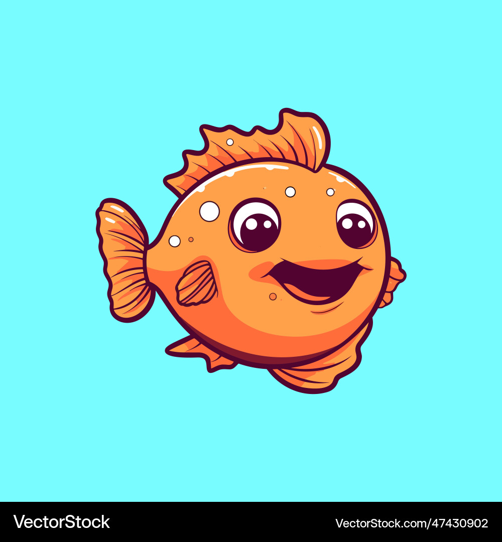 Anglerfish fish cartoon on blue background Vector Image