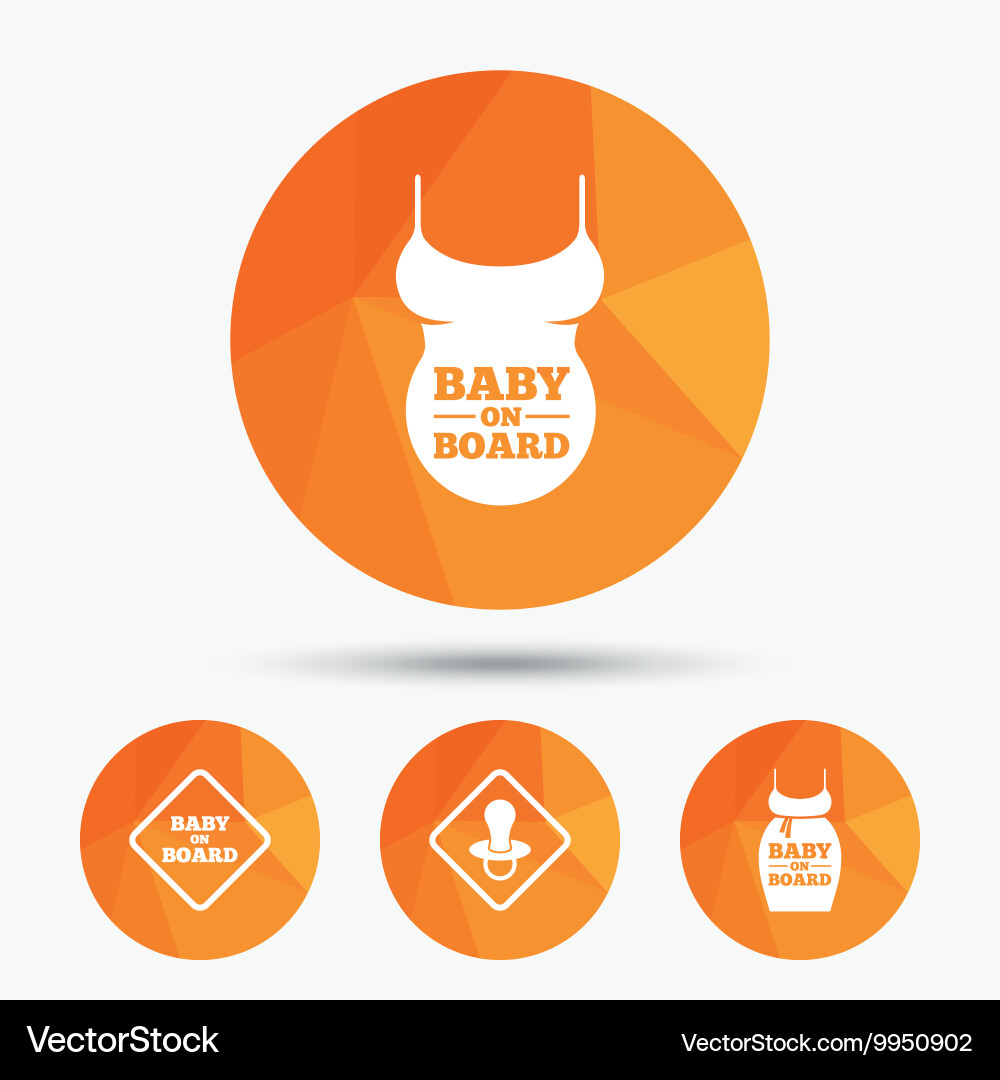 Baby on board icons infant caution signs Vector Image