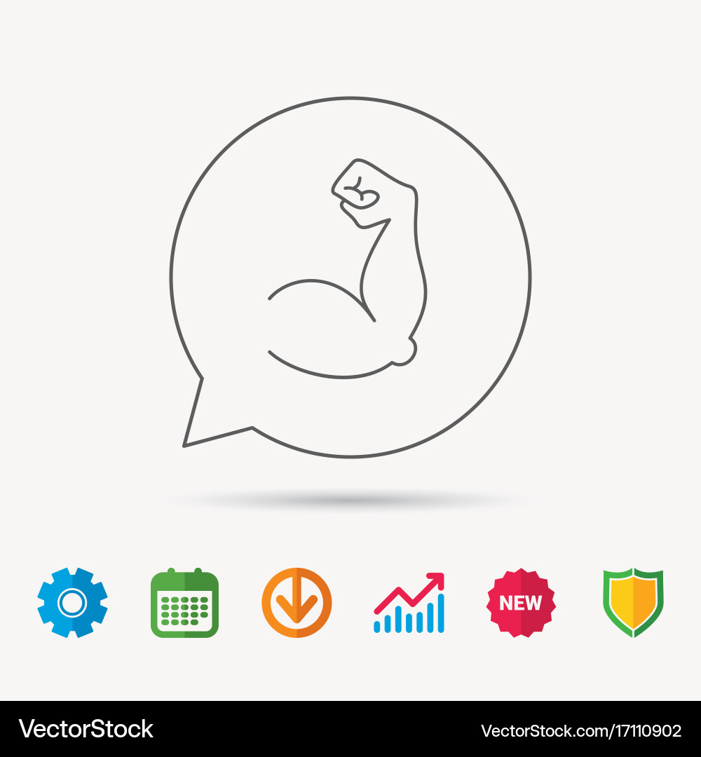 Biceps muscle icon bodybuilder strong arm sign Vector Image