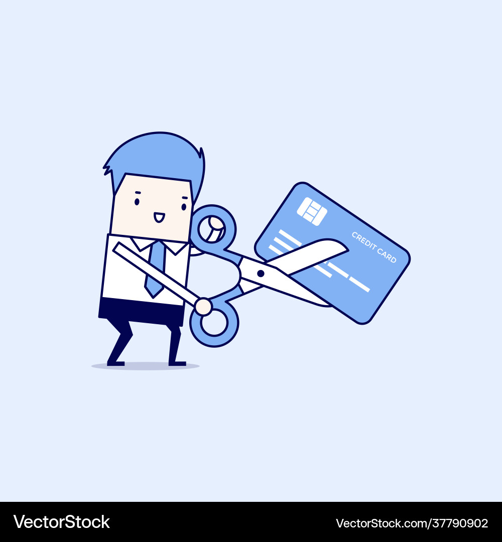 Businessman cutting credit card Royalty Free Vector Image