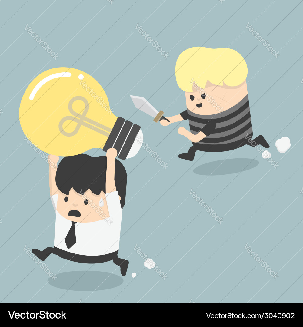 Concepts Cartoons Thief stealing idea Businessman Vector Image