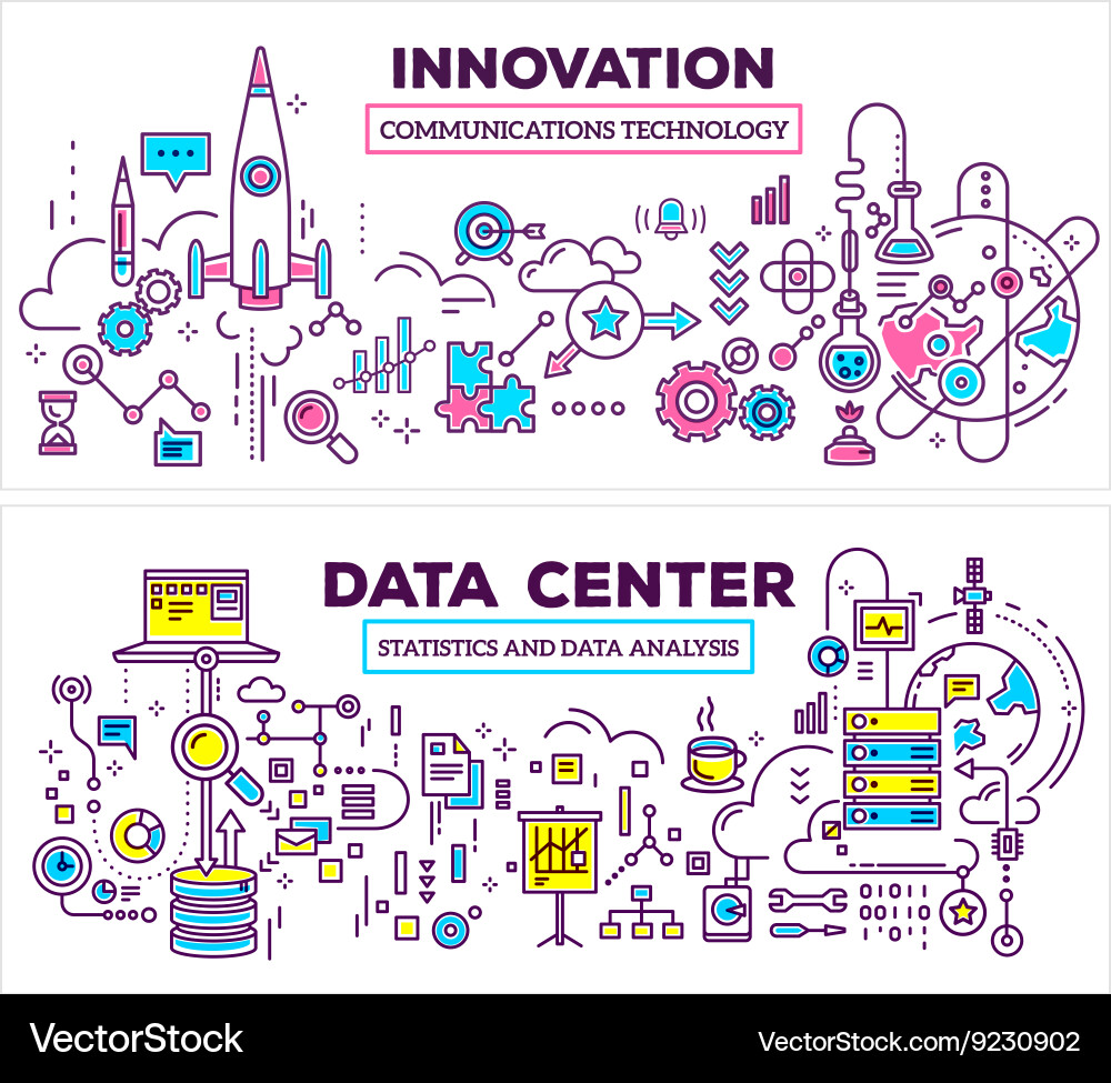Creative concept of data center and innovati Vector Image