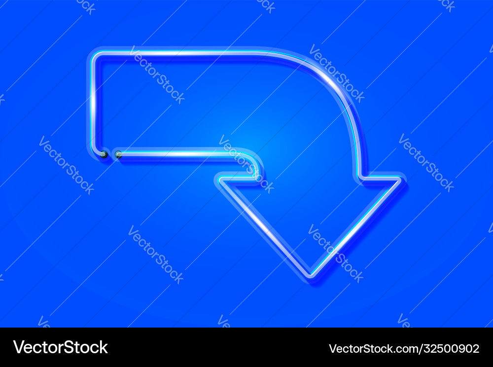 Curved down arrow glowing neon sign or led strip Vector Image