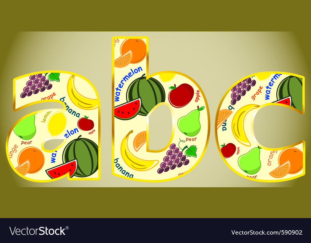 Fruit letters Royalty Free Vector Image - VectorStock