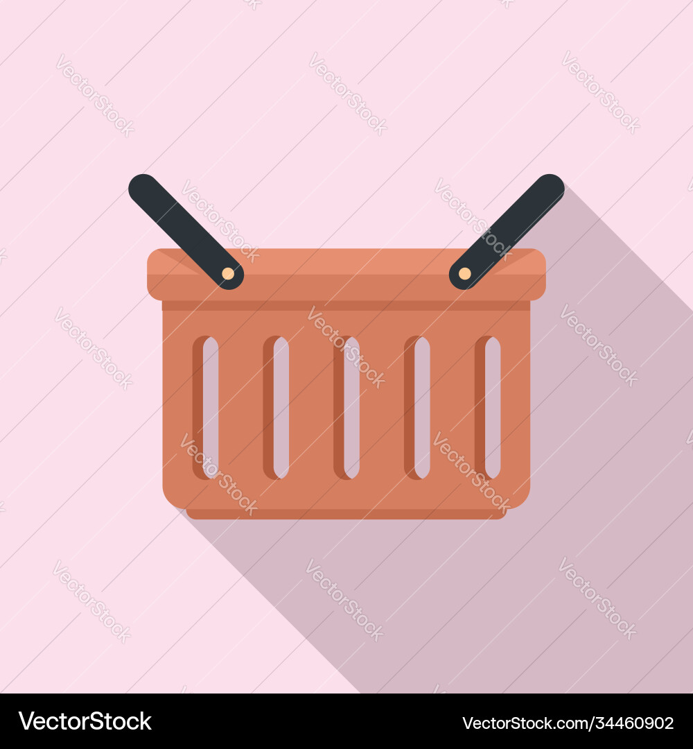 Grocery shop basket icon flat style Royalty Free Vector