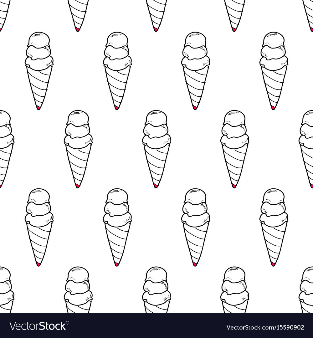 Ice cream easy pattern linear-33 Royalty Free Vector Image
