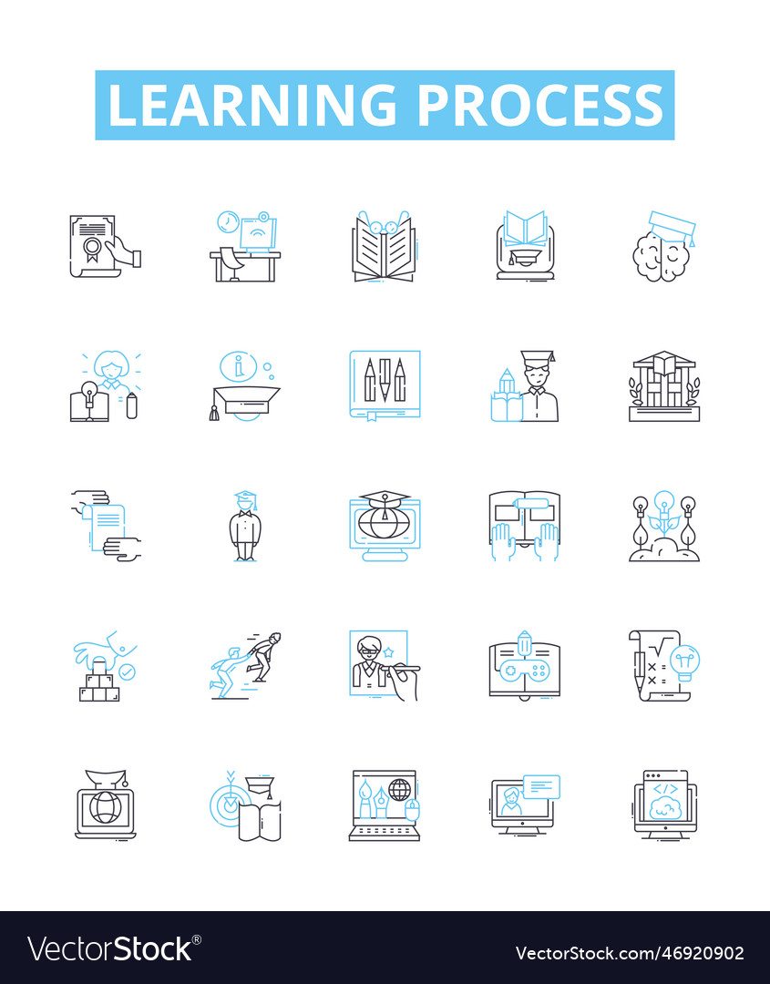 Learning process line icons set knowledge Vector Image