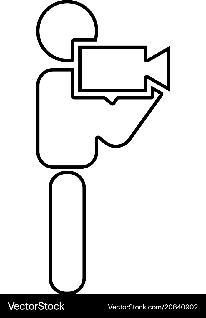 Man with video camera stick icon black color flat Vector Image