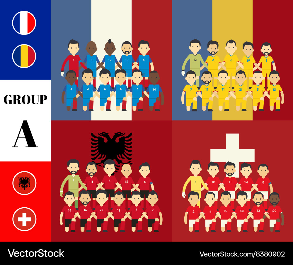 Players with flags group Royalty Free Vector Image
