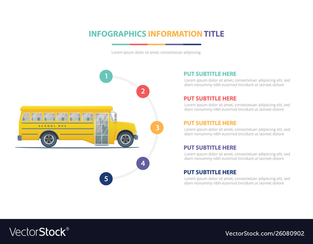 School bus infographic template concept with five Vector Image