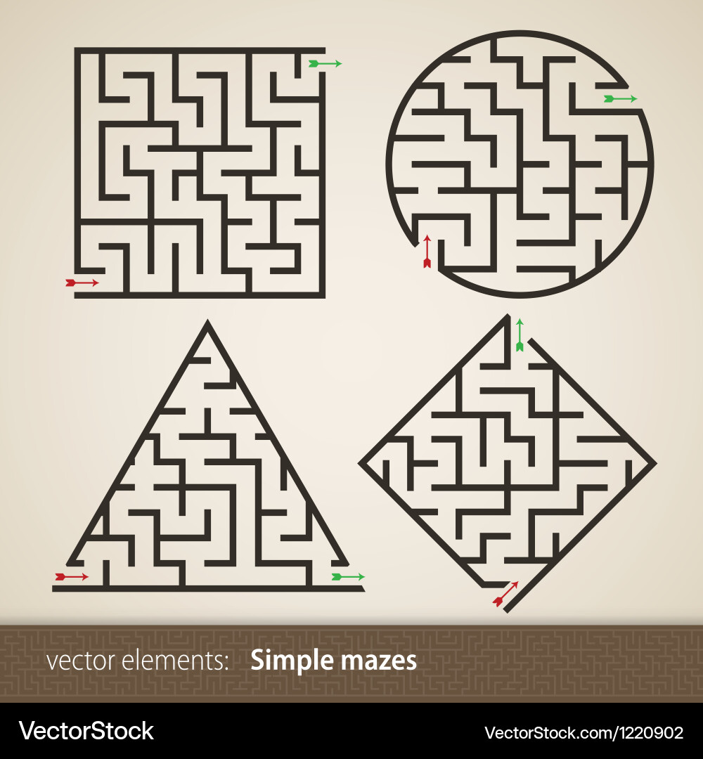 Set of four perfect maze Royalty Free Vector Image