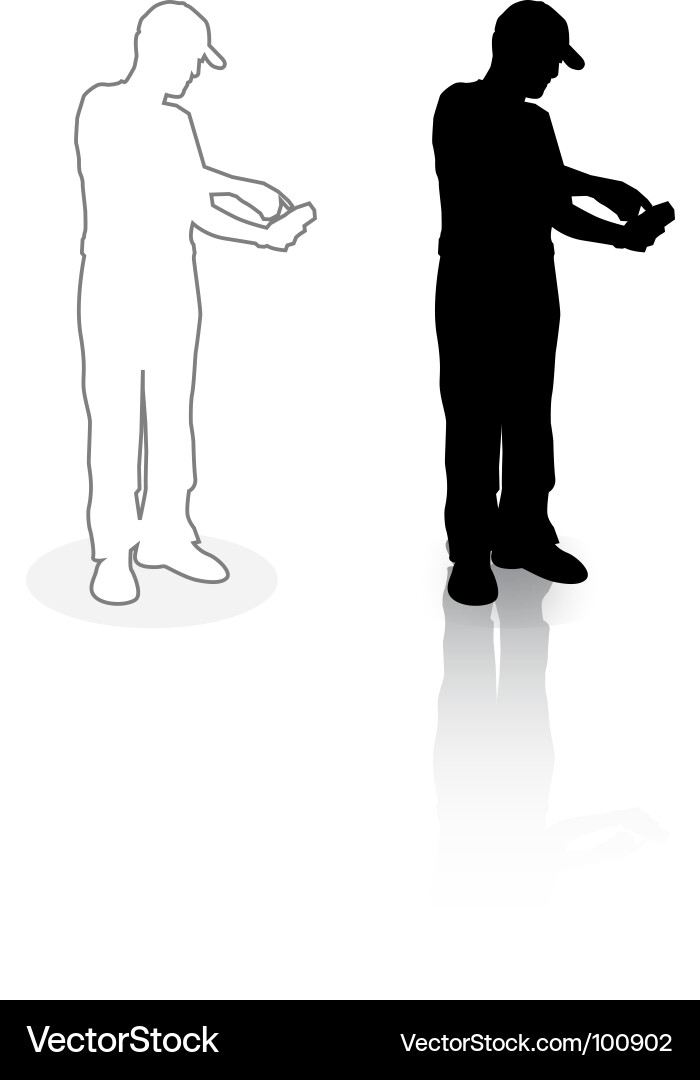 Worker with mobile device Royalty Free Vector Image