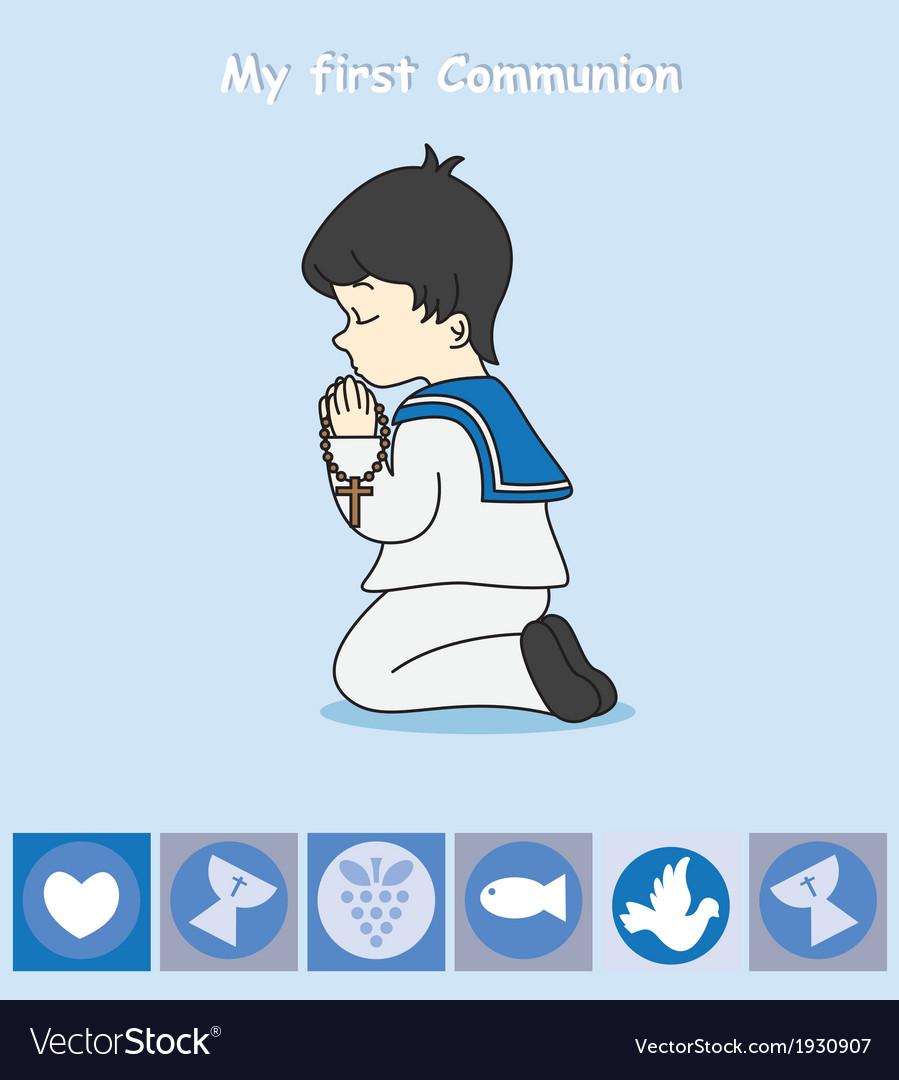 Boy praying Royalty Free Vector Image - VectorStock