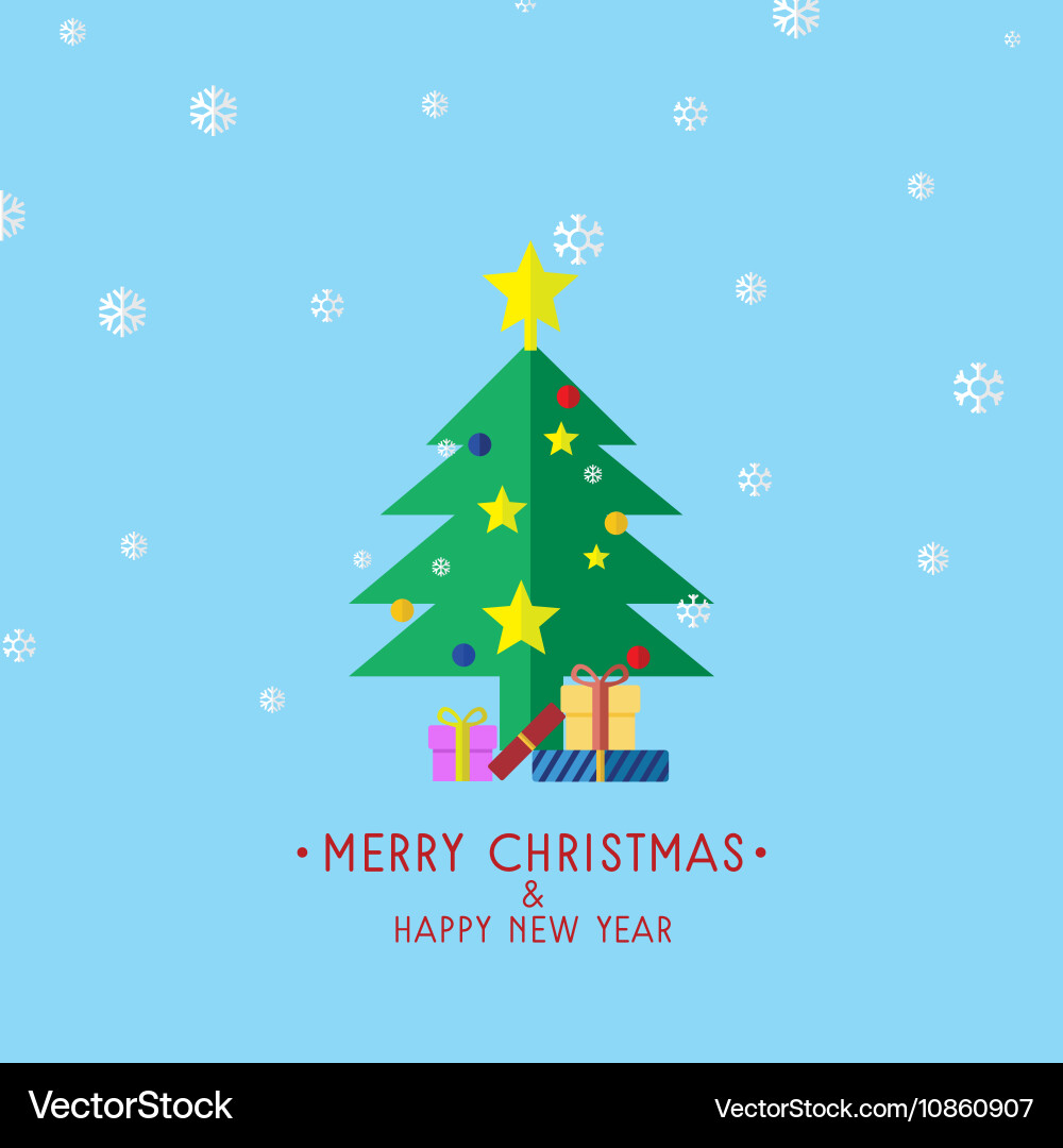 Christmas tree with gifts card Royalty Free Vector Image
