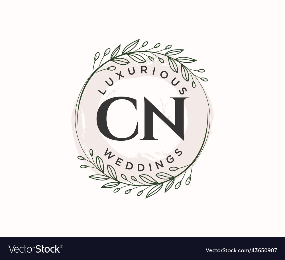 Cn initials letter wedding monogram logos Vector Image