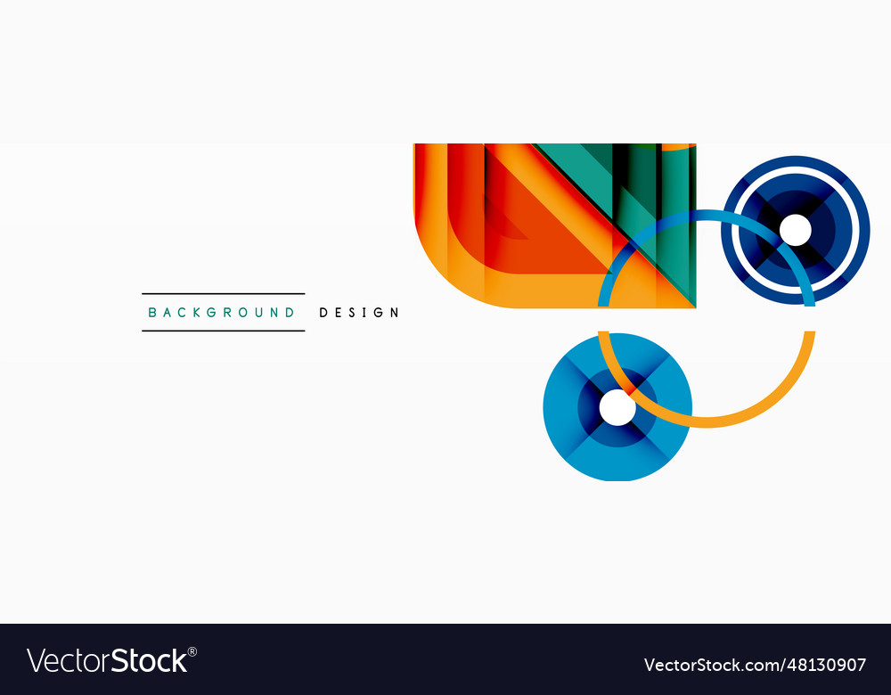 Colorful triangles and round shapes background Vector Image