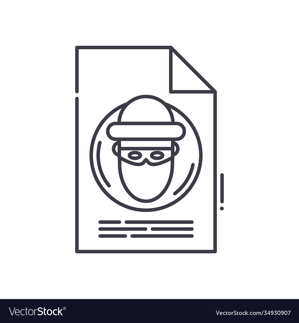 Computer thief icon linear isolated Royalty Free Vector