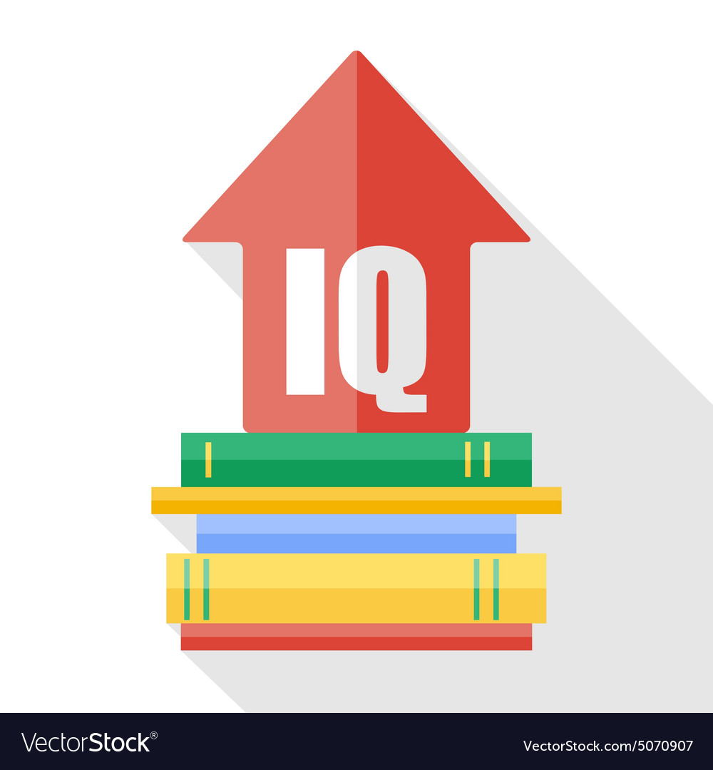 Flat iq increase icon Royalty Free Vector Image