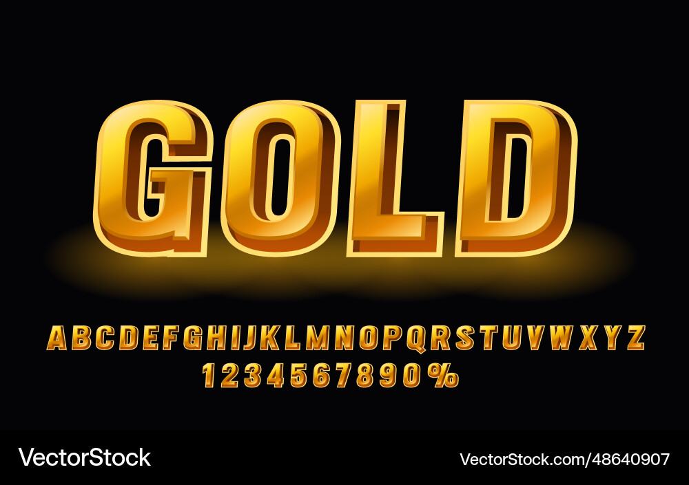 Gold font set collection letters and numbers Vector Image