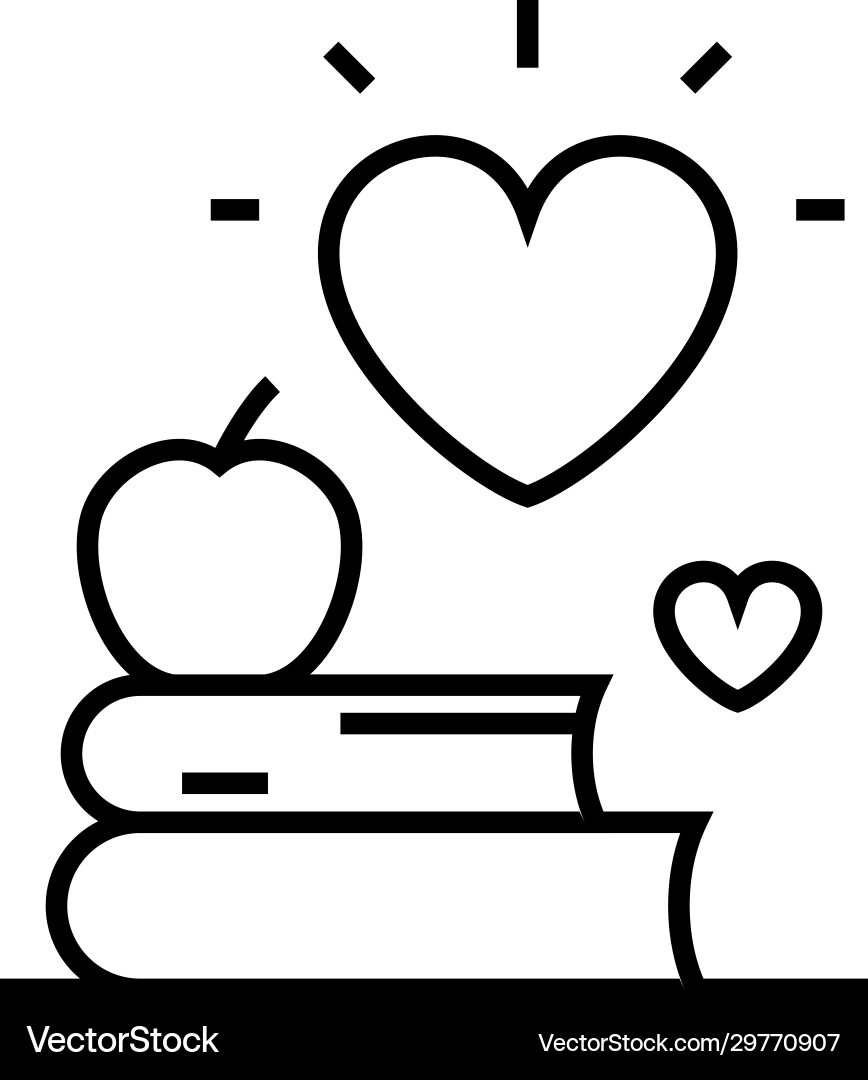 Love learning line icon concept sign outline Vector Image