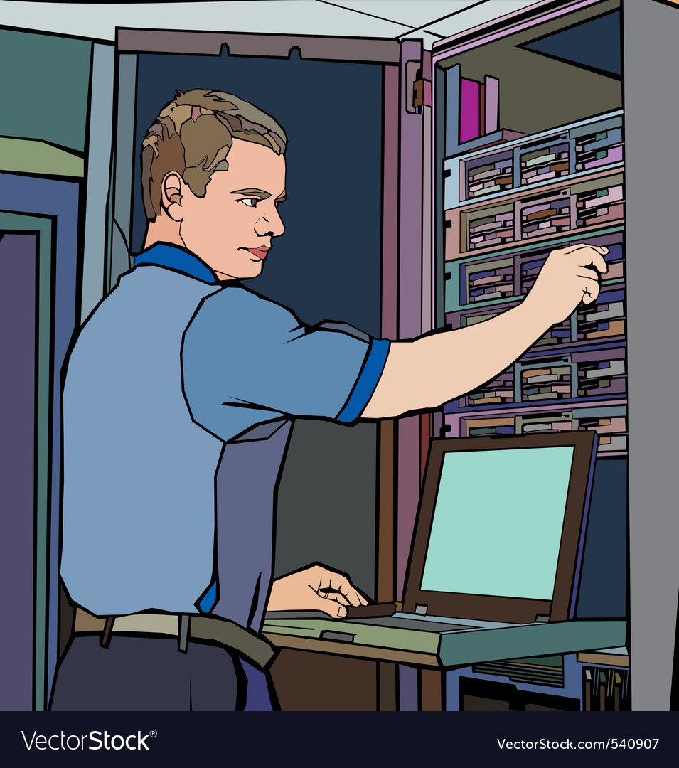 Man In Monitoring Station Royalty Free Vector Image