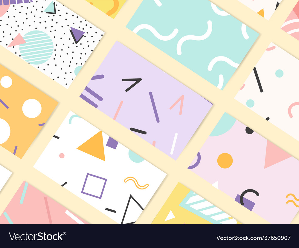 Memphis pattern cards collection Royalty Free Vector Image