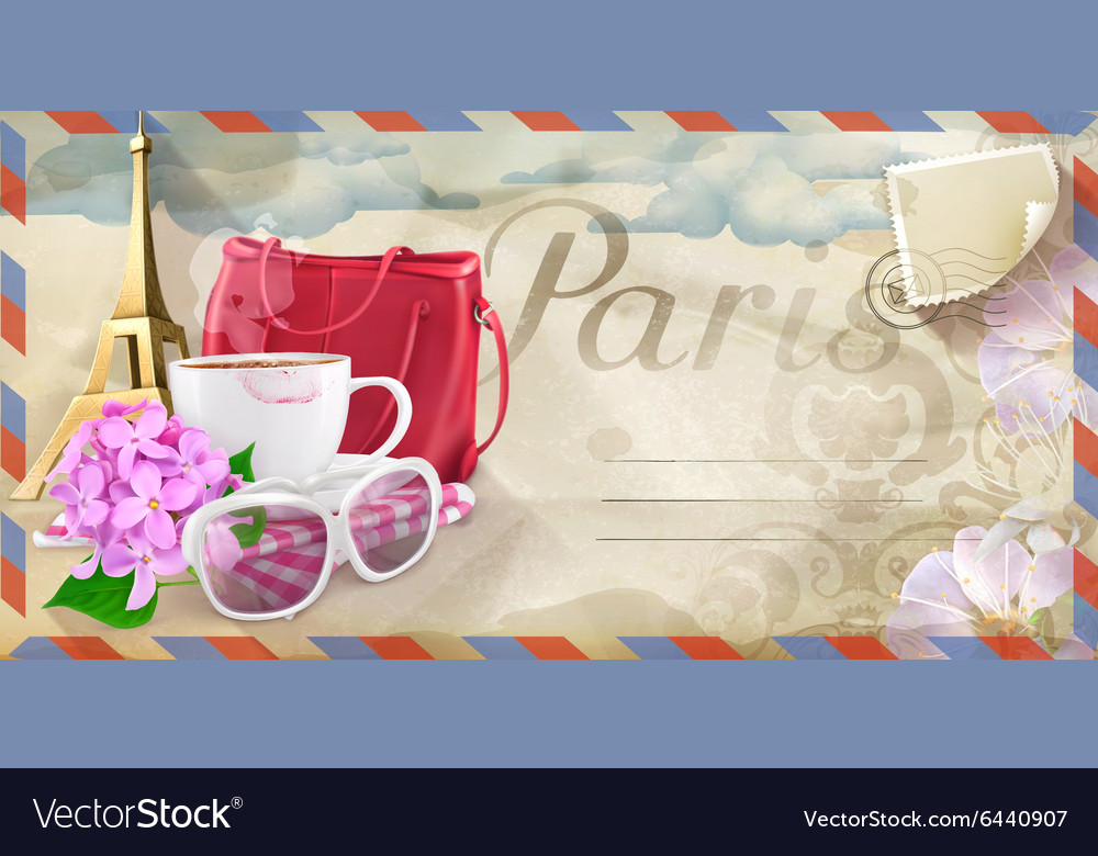 Paris postcard Royalty Free Vector Image - VectorStock