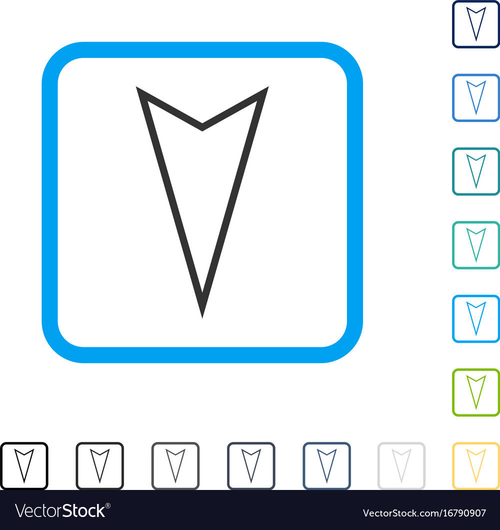 Pointer down framed icon Royalty Free Vector Image