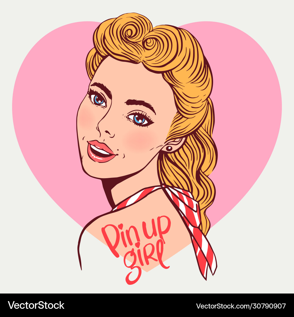 Smiling blond pin-up girl Royalty Free Vector Image