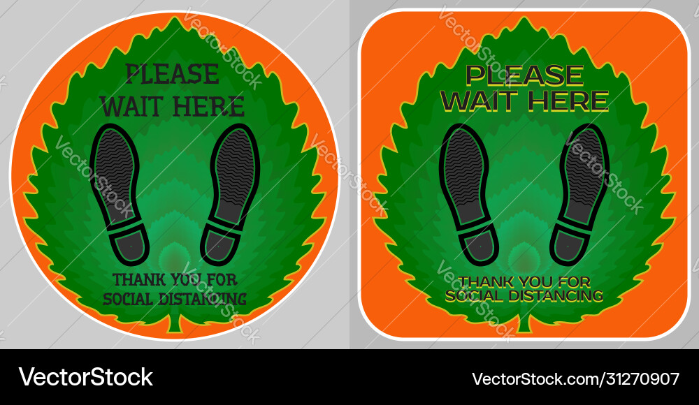 Sticker on floor a large green leaf soles Vector Image
