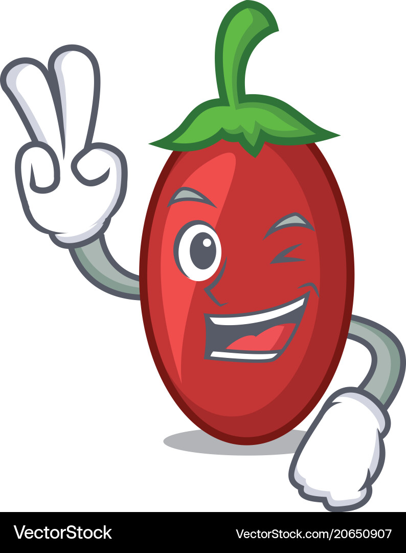 Two finger goji berries character cartoon Vector Image