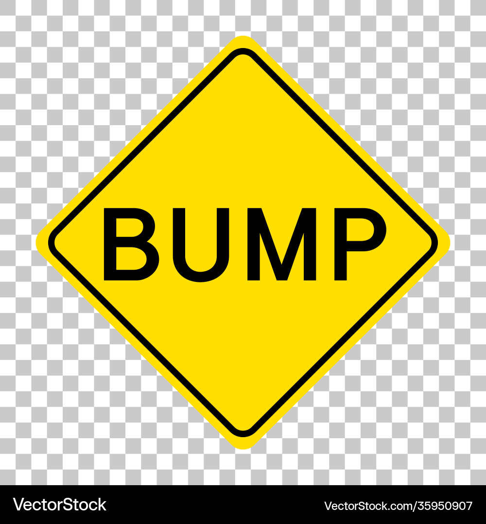 Yellow traffic warning sign on transparent Vector Image