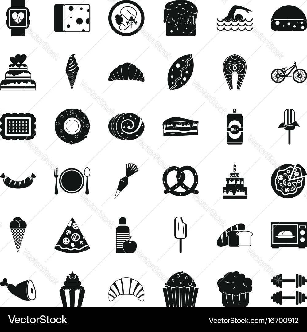 Calories icons set simple style Royalty Free Vector Image