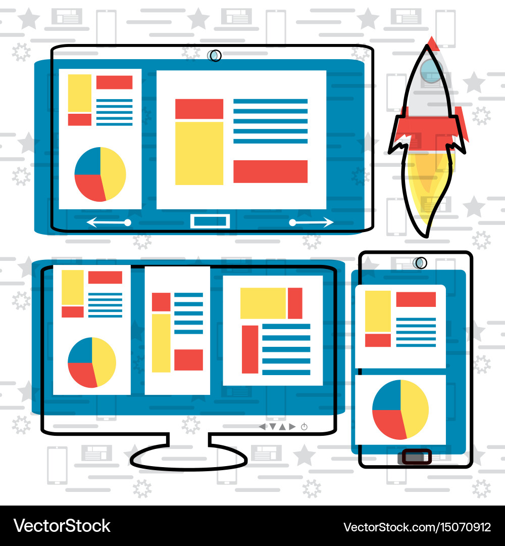 Colorful set icon digital marketing Royalty Free Vector