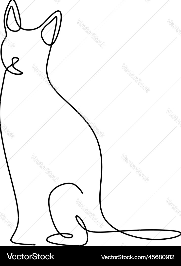 Continuous line drawing of minimalist cat animals Vector Image