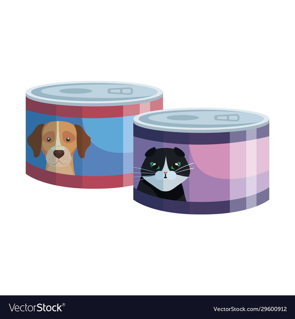 Food for cat and dog in can Royalty Free Vector Image
