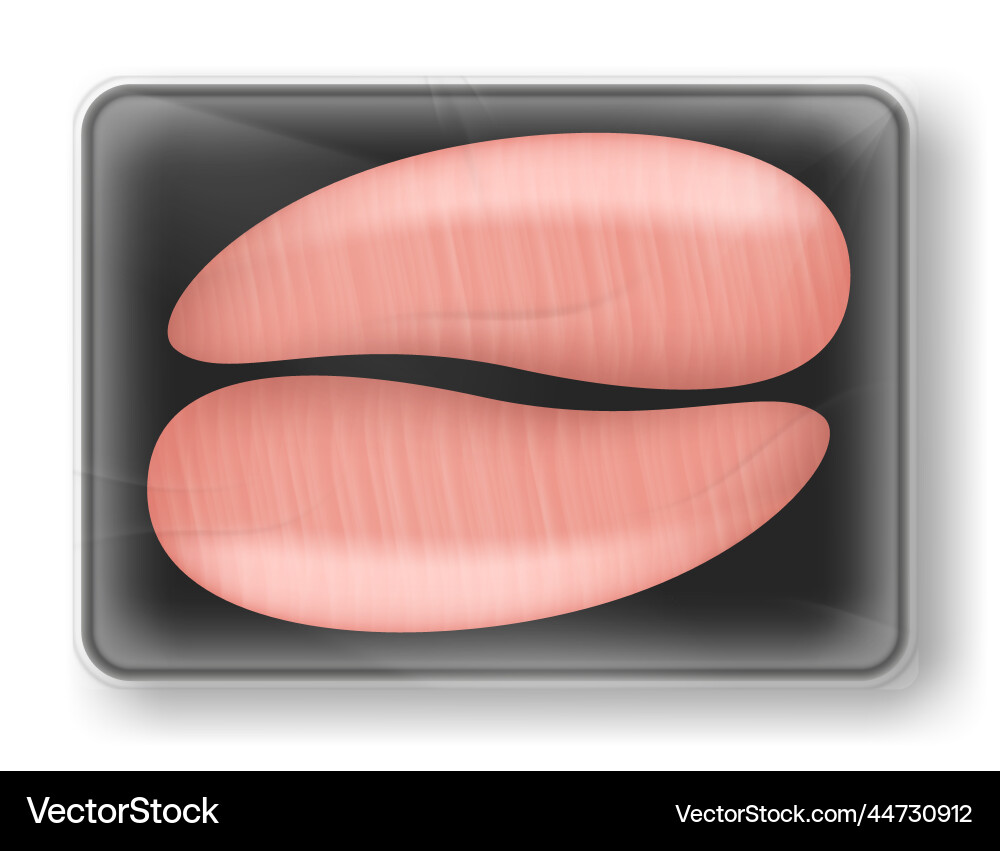 Fresh chicken breast in plastic package raw meat Vector Image
