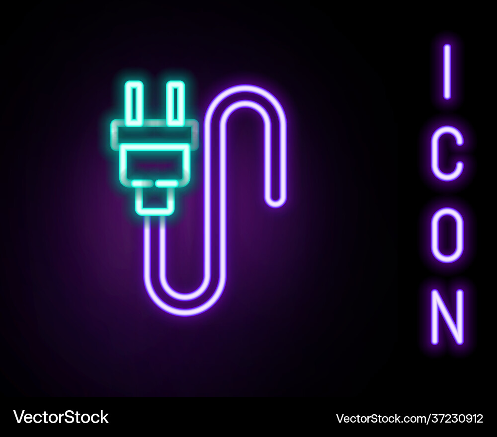 Glowing neon line electric plug icon isolated Vector Image