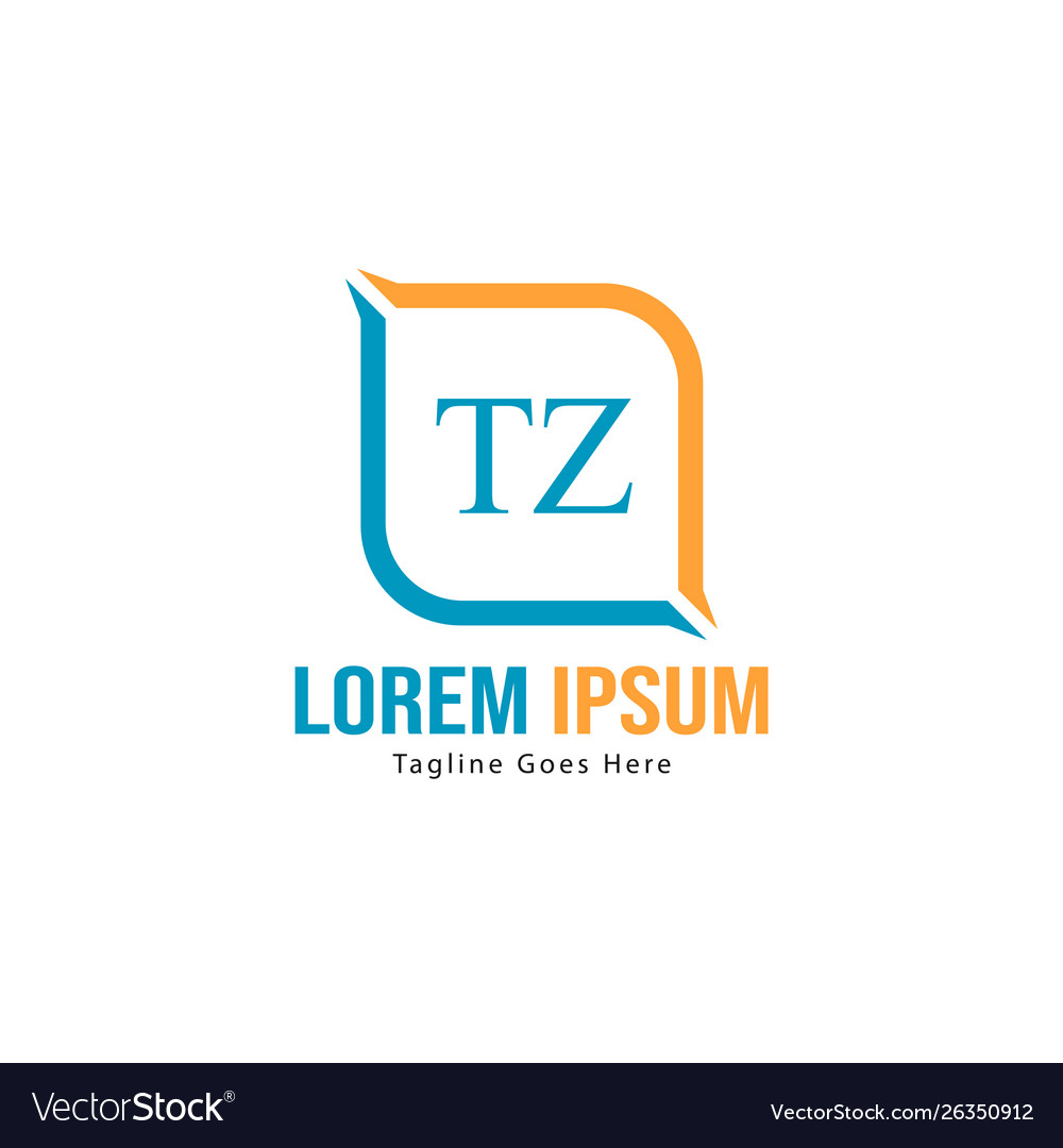 Initial tz logo template with modern frame Vector Image