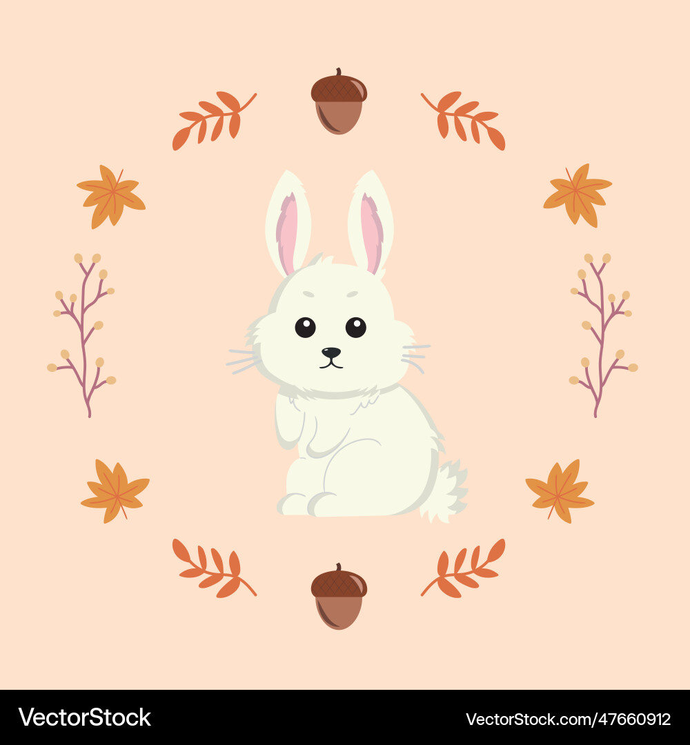 Isolated colored cute rabbit autumn animal Vector Image