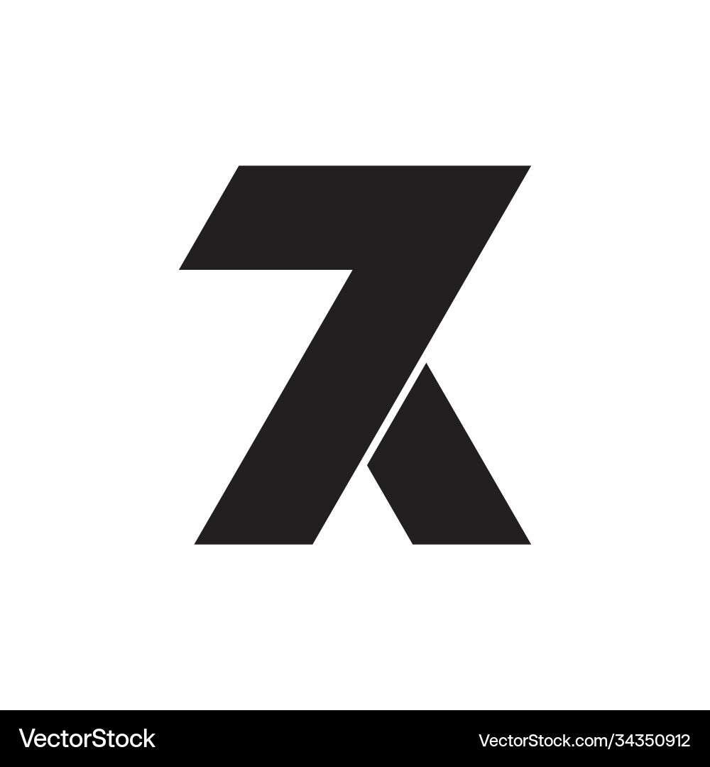 Letter 7k simple geometric symbol logo Royalty Free Vector