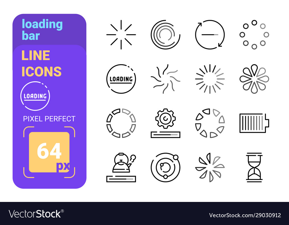 Loading bar line icons set Royalty Free Vector Image