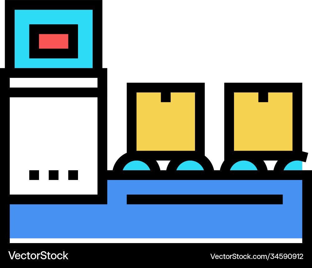 Manufacturing conveyor color icon Royalty Free Vector Image