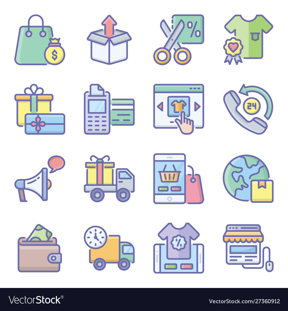 Pack ecommerce flat icons Royalty Free Vector Image